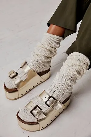 Intentionally Blank Rule Breaker Flatform Sandals White