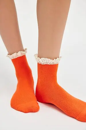 Free People Waffle Knit Ankle Socks - Cajun