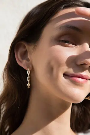 Free People Free People Gold Plated Hoop Earring Set Chain Link Set