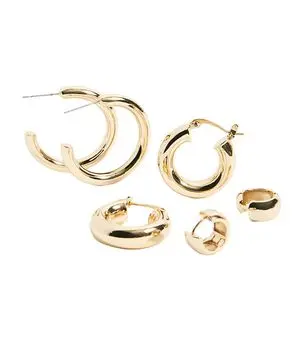 Free People Plated Hoop Earring Set - Gold Tube