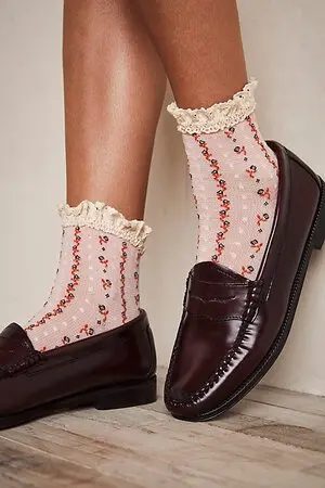 Free People Free People Rosebud Waffle Knit Ankle Socks Blush