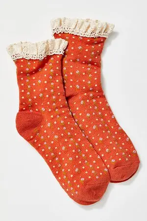 Free People Free People Rosebud Waffle Knit Ankle Socks Flambe