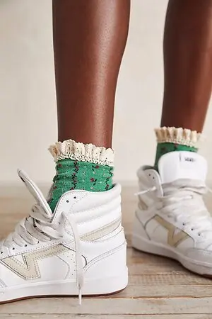 Free People Free People Rosebud Waffle Knit Ankle Socks Menthe Sucrée