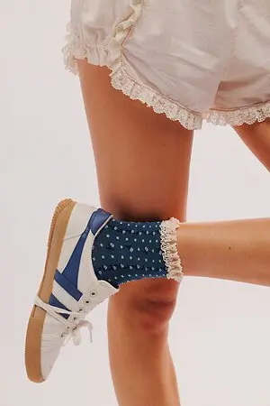 Free People Free People Rosebud Waffle Knit Ankle Socks Smoke Blue