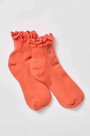 Free People FP Movement Classic Ruffle Ankle Socks Coral