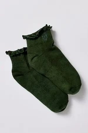 Free People Classic Ruffle Ankle Socks - Forest