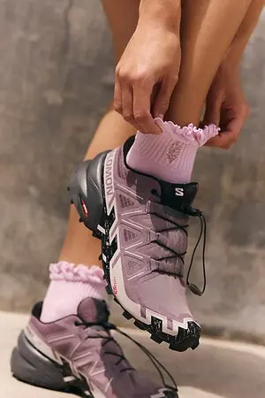 Free People FP Movement Classic Ruffle Ankle Socks Frosted Lilac