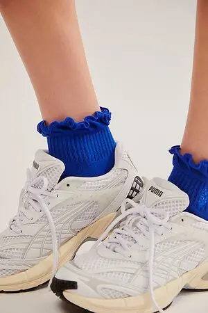 Free People FP Movement Classic Ruffle Ankle Socks Lapis Blue