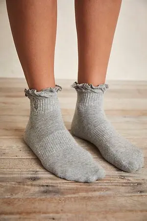 Free People Classic Ruffle Socks - Red