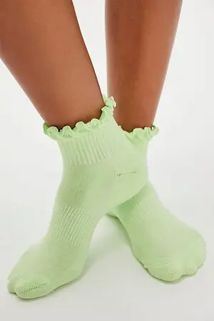 Free People Classic Ruffle Ankle Socks - Spring Meadow