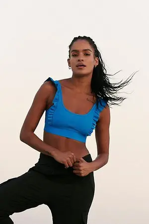 Free People Ruffle Me Up Bra Blue