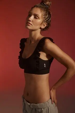 Free People Ruffle Me Up Bra Noir