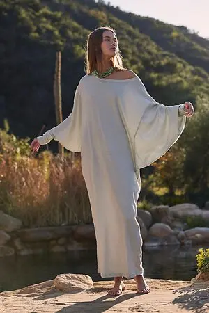 Free People Free People Oversized Maxi Dress With Dolman Sleeves Aqua Haze