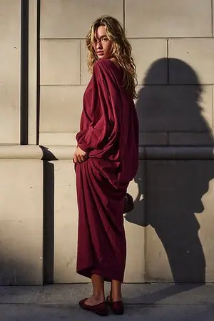 Free People Free People Oversized Maxi Dress With Dolman Sleeves Maroon