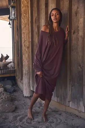 Free People Free People Oversized Maxi Dress With Dolman Sleeves Mocha Java