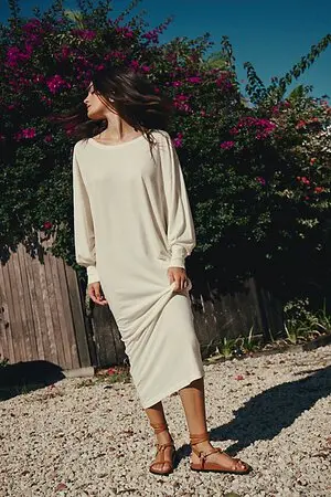 Free People Oversized Maxi Dress With Dolman Sleeves - Softest Lemon
