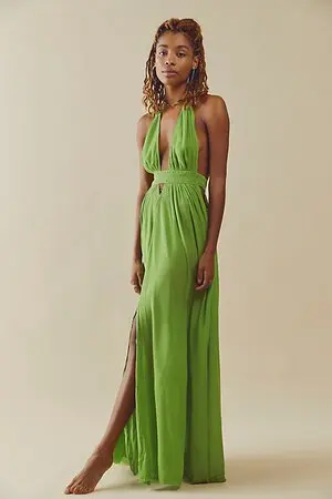 Free People Look Into The Sun Maxi Dress Green Goddess