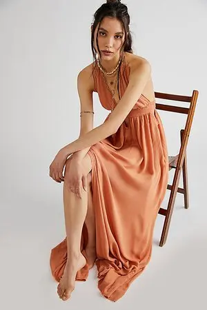 Free People Look Into The Sun Maxi Dress Peached Copper