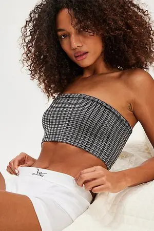 Free People Adrienne Bandeau Top Black/white Gingham