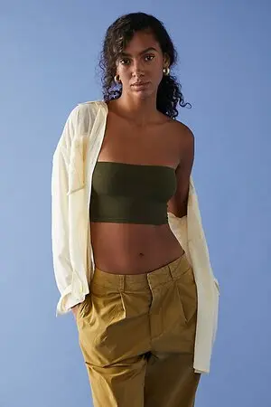 Free People Adrienne Bandeau Top Deep Olive