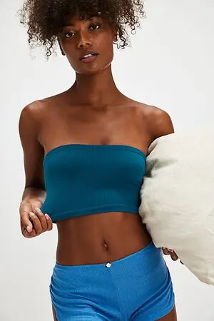 Free People Adrienne Bandeau Top Ink Blue