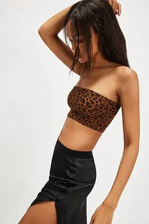 Free People Adrienne Bandeau Top Leopard Combo
