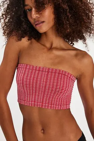 Free People Adrienne Bandeau Top Red/white Gingham