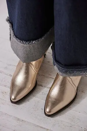 Free People Western Ankle Boots Gold