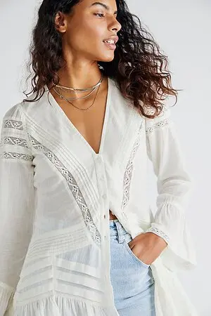 Free People Rhea Lace Tunic By In Ivory - 58% Off | Editorialist