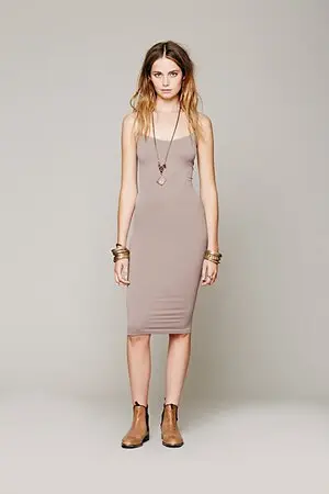 Free People Intimately Free People Tea Length Slip Pewter