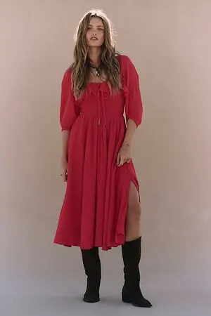 Free People Oasis Midi Dress - Poppy Red