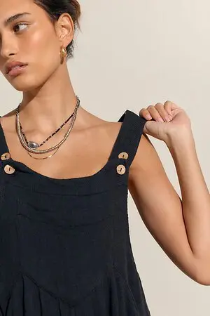 Free People Sun-Drenched Overalls Black