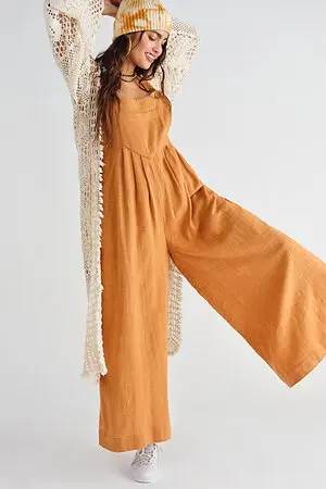 Free People Sun-Drenched Overalls Cathay Spice