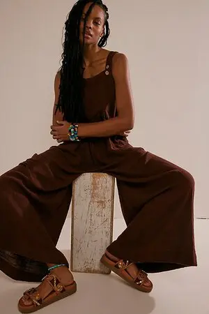 Free People Sun-Drenched Overalls Coconut Shell