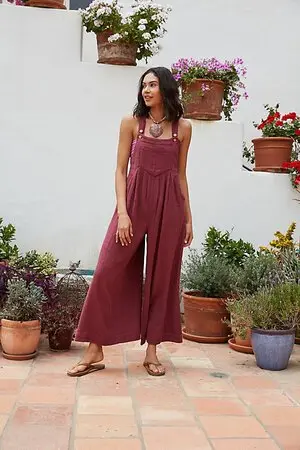 Free People Sun-Drenched Overalls Cordovan