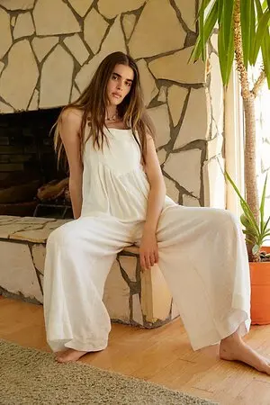 Free People Sun-Drenched Overalls Ivory