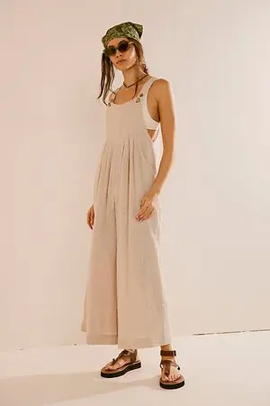 Free People Sun-Drenched Overalls Moonbeam