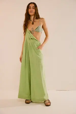 Free People Sun-drenched Overalls - Nile Green