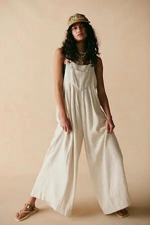 Free People Sun-drenched Overalls - Silver Green