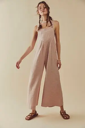 Free People Sun-Drenched Overalls Smoked Mulberry