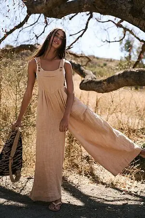Free People Sun-Drenched Overalls Tan