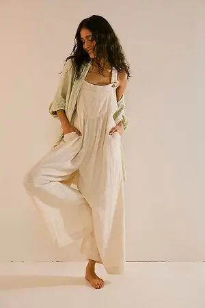 Free People Sun-Drenched Overalls White
