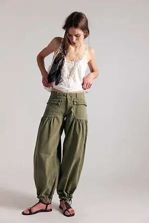 Free People We The Free Lotus Balloon Jeans - Army