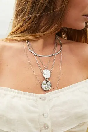Free People Oversized Coin Layered Necklace Argent
