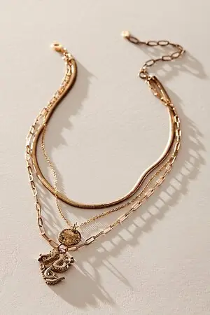 Free People Oversized Coin Layered Necklace Dragon