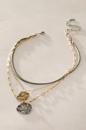 Free People Oversized Coin Layered Necklace - Mixed Metal