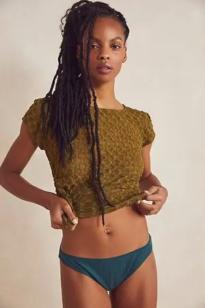 Free People Pointelle Bikini Underwear Evergreen