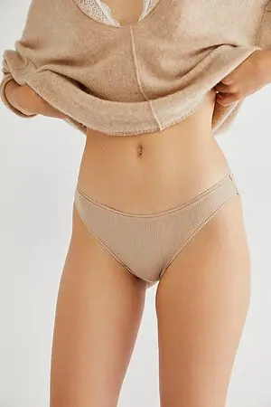 Free People Pointelle Bikini Underwear Tan