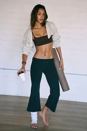 Free People Hot Shot Crop Flare Pants - Black