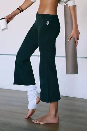 Free People Hot Shot Crop Flare Pants - Black